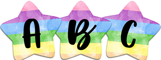 Star Rainbow Party Banner Letters